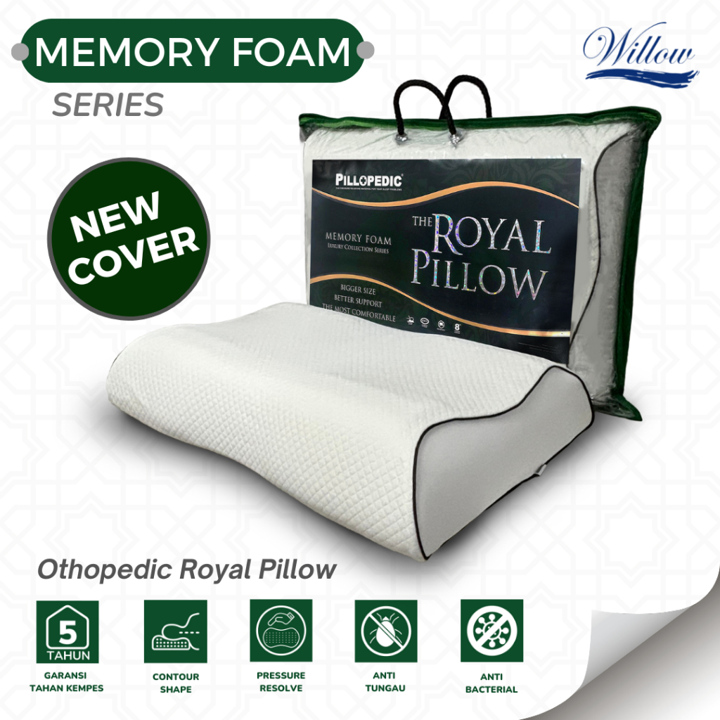 Jual Willow Pillopedic Bantal Ergonomic Orthopedic Royal Memory Foam ...