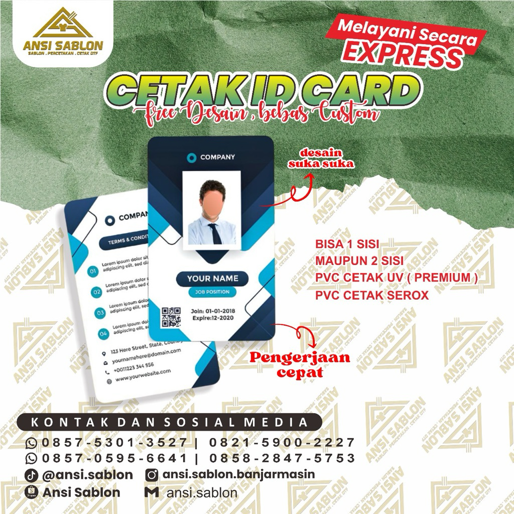 Jual Cetak id Card Custom,Free Desain Bebas Custom,Bahan Dasar PVC ...