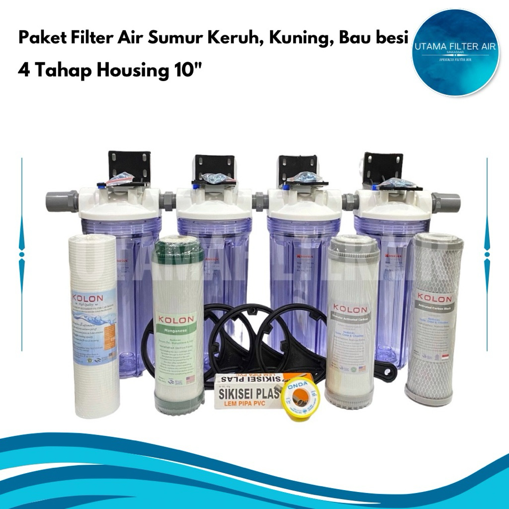 Jual Paket Filter Air Sumur 4 Tahap Housing Nanotec 10" Bau Besi Keruh ...