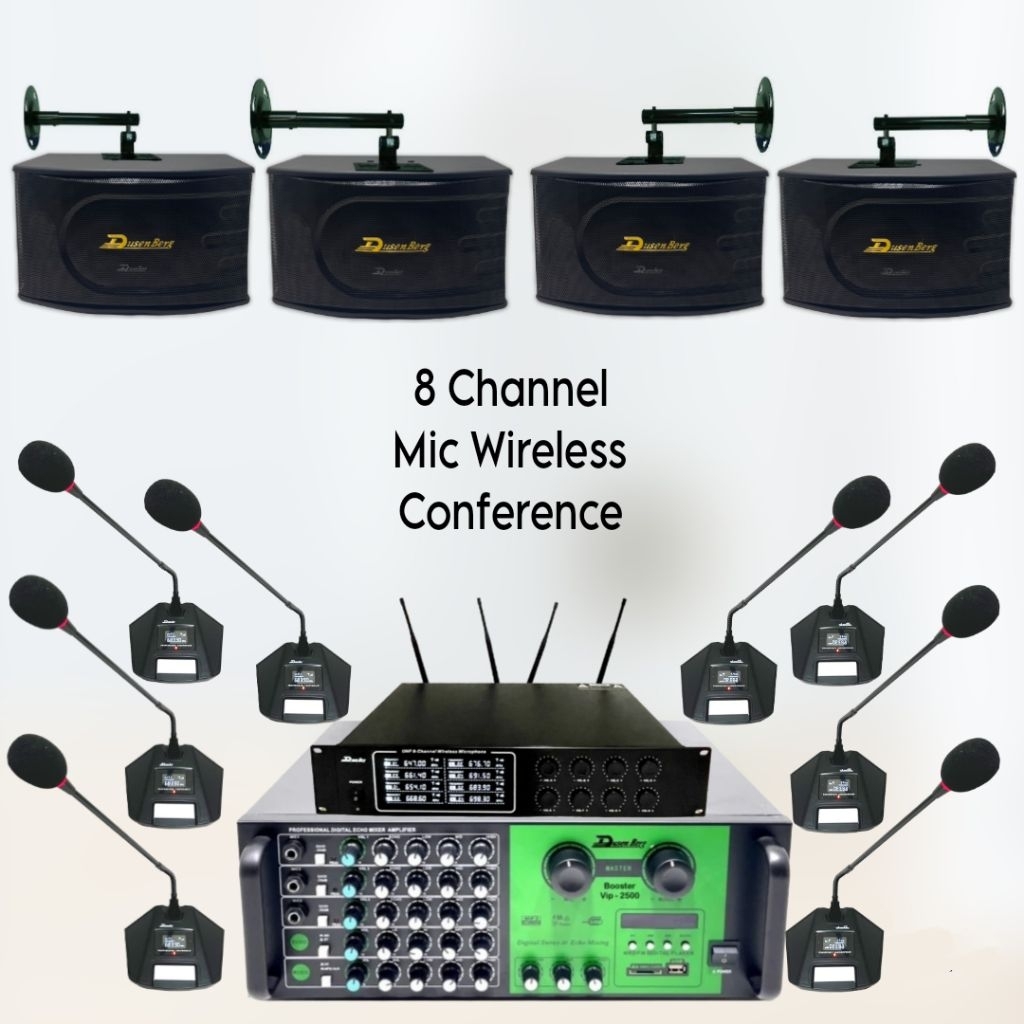 Jual PAKET SOUND SYSTEM RUANG RAPAT MIC CONFERENCE MEJA WIRELESS 8 MIC ...