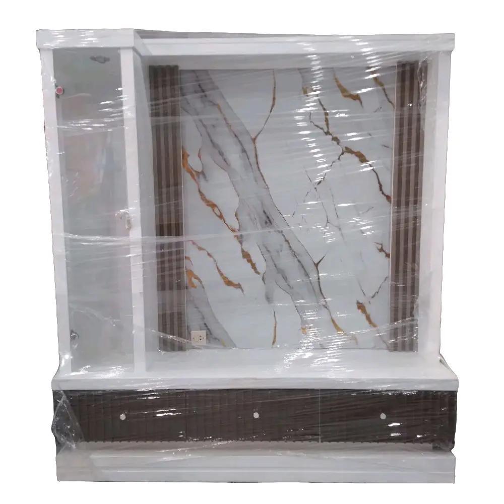Jual LEMARI BACKDROP TV DENGAN KOMBINASI PANEL KAYU DAN MARMER + RAK ...