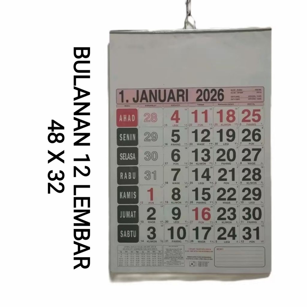 Jual Kalender Bulanan Almanak Dinding Lengkap 2026 | Shopee Indonesia