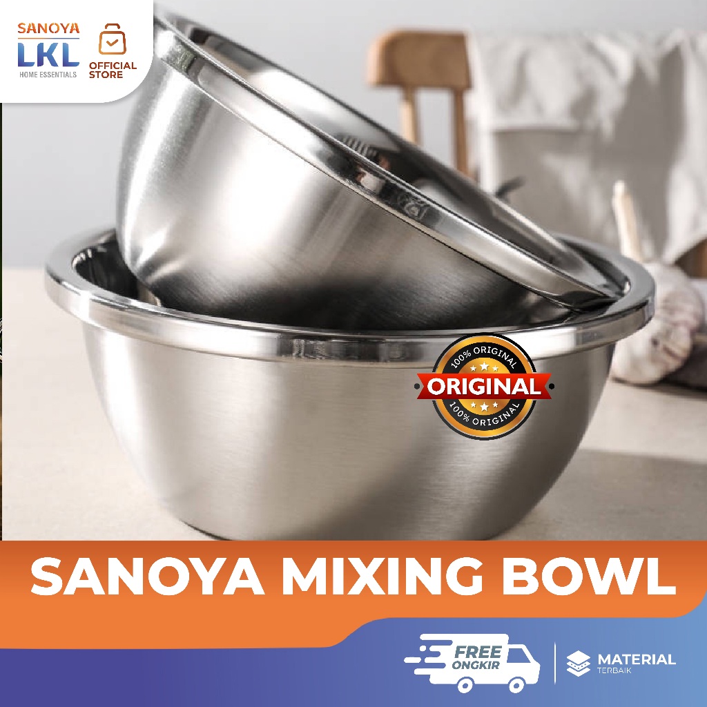 Jual SANOYA Mixing Bowl / Baskom Stainless Jumbo Tebal – 45 & 50 CM ...