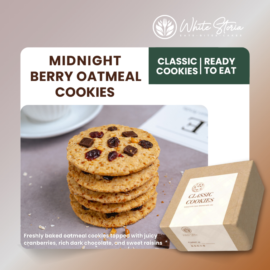 Jual WHITE STORIA - Ready to Eat Snack - Midnight Berry Oatmeal Cookies ...