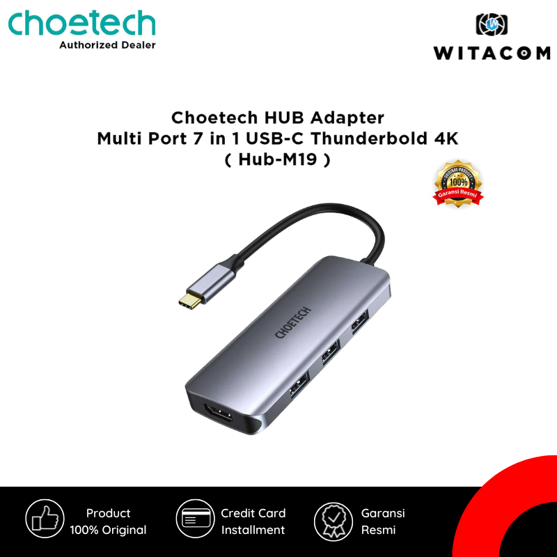 Jual Choetech HUB Adapter Multi Port 7 in 1 USB-C Thunderbold 4K HDMI ...