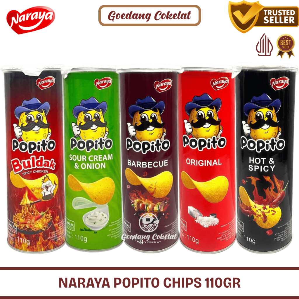 Jual Naraya Popito Potato Chips Kaleng 110g Snack Kentang Rasa Original ...