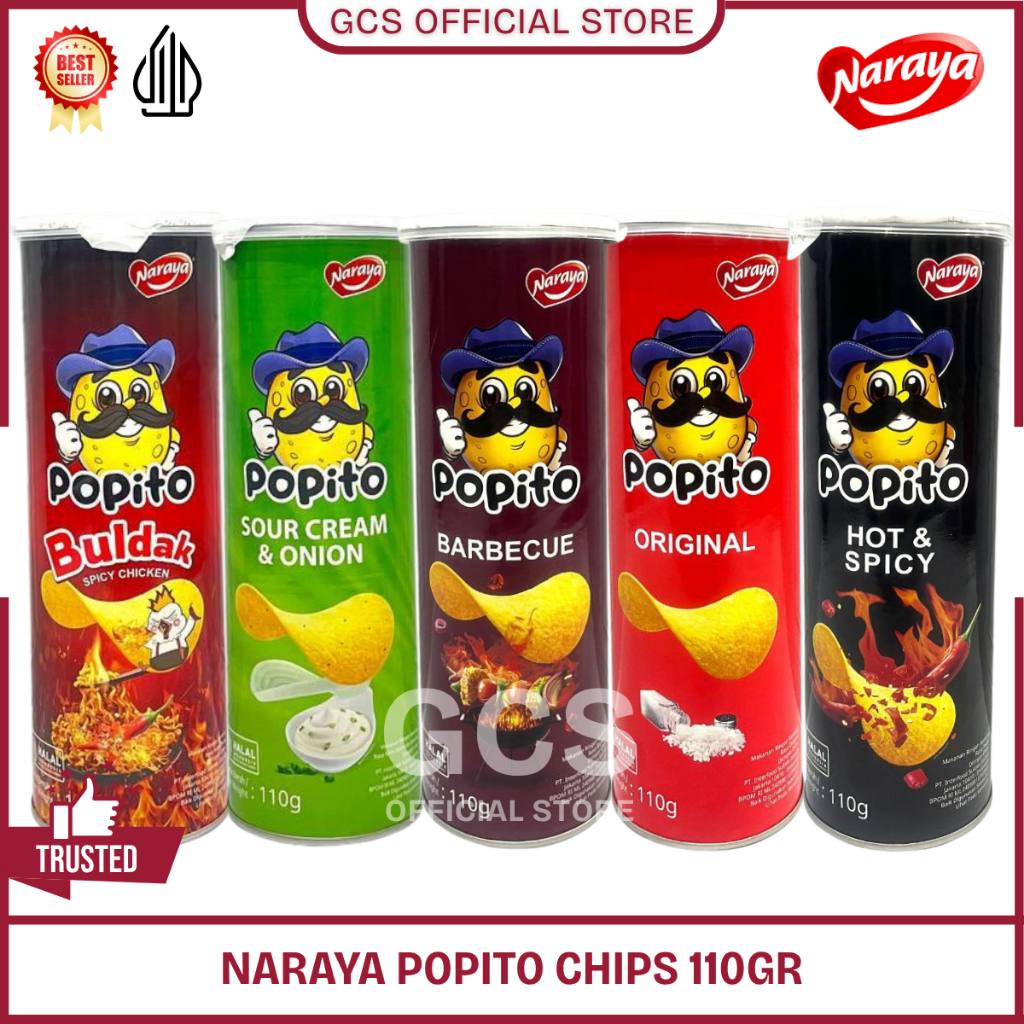 Jual Naraya Popito Potato Chips 110g Snack Kentang Rasa Original Sour ...