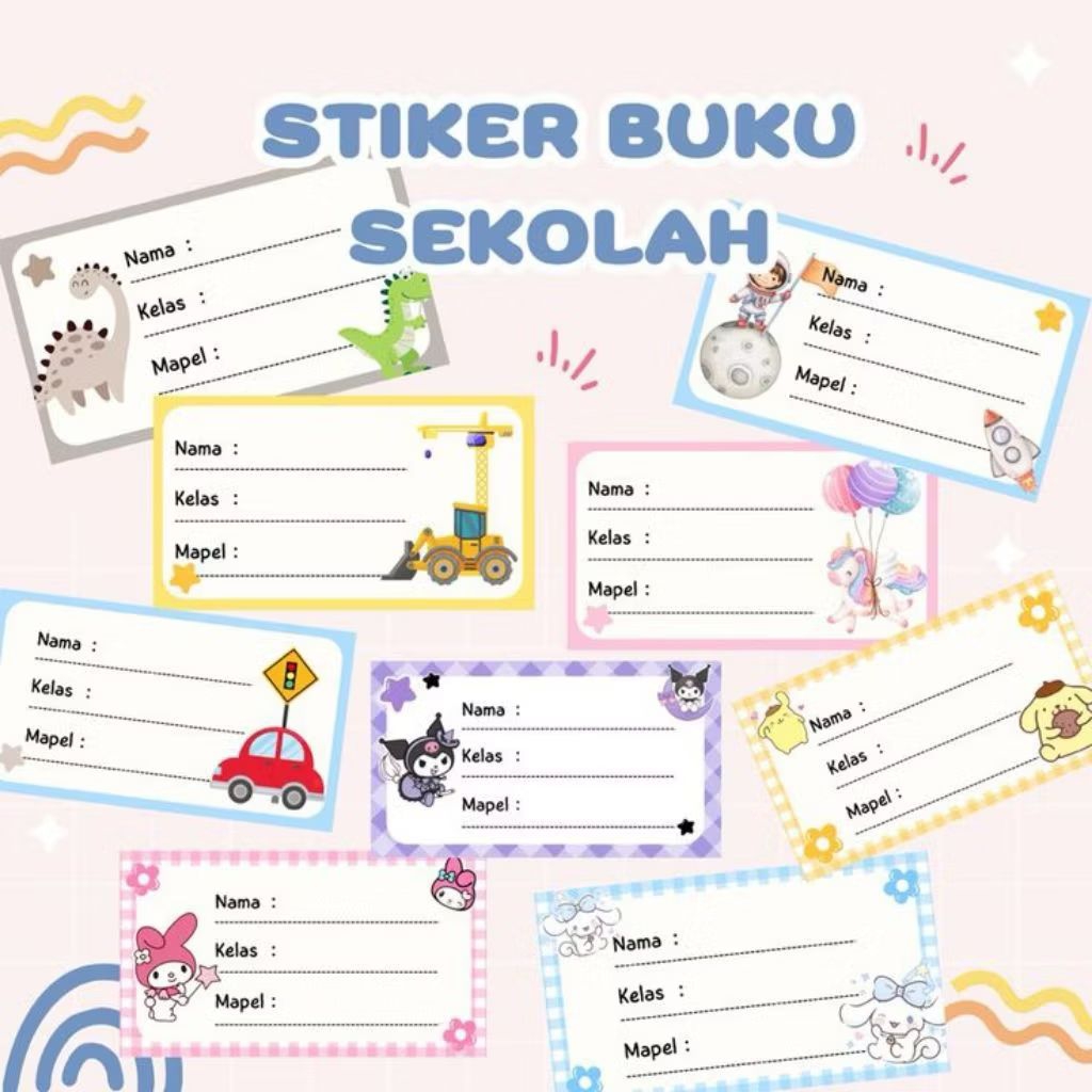 Jual Stiker Nama buku Sekolah/Sticker Mapel/Stiker mata pelajaran ...