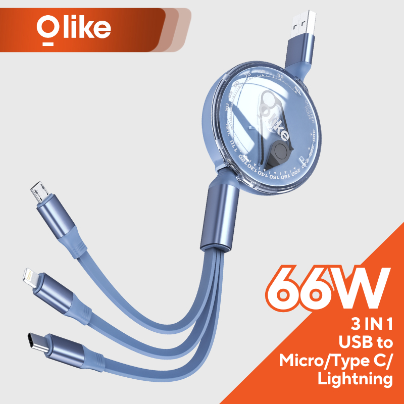 Jual Olike Cable Data 3 In1 USB to Micro Type C Lightning 66W Bright ...