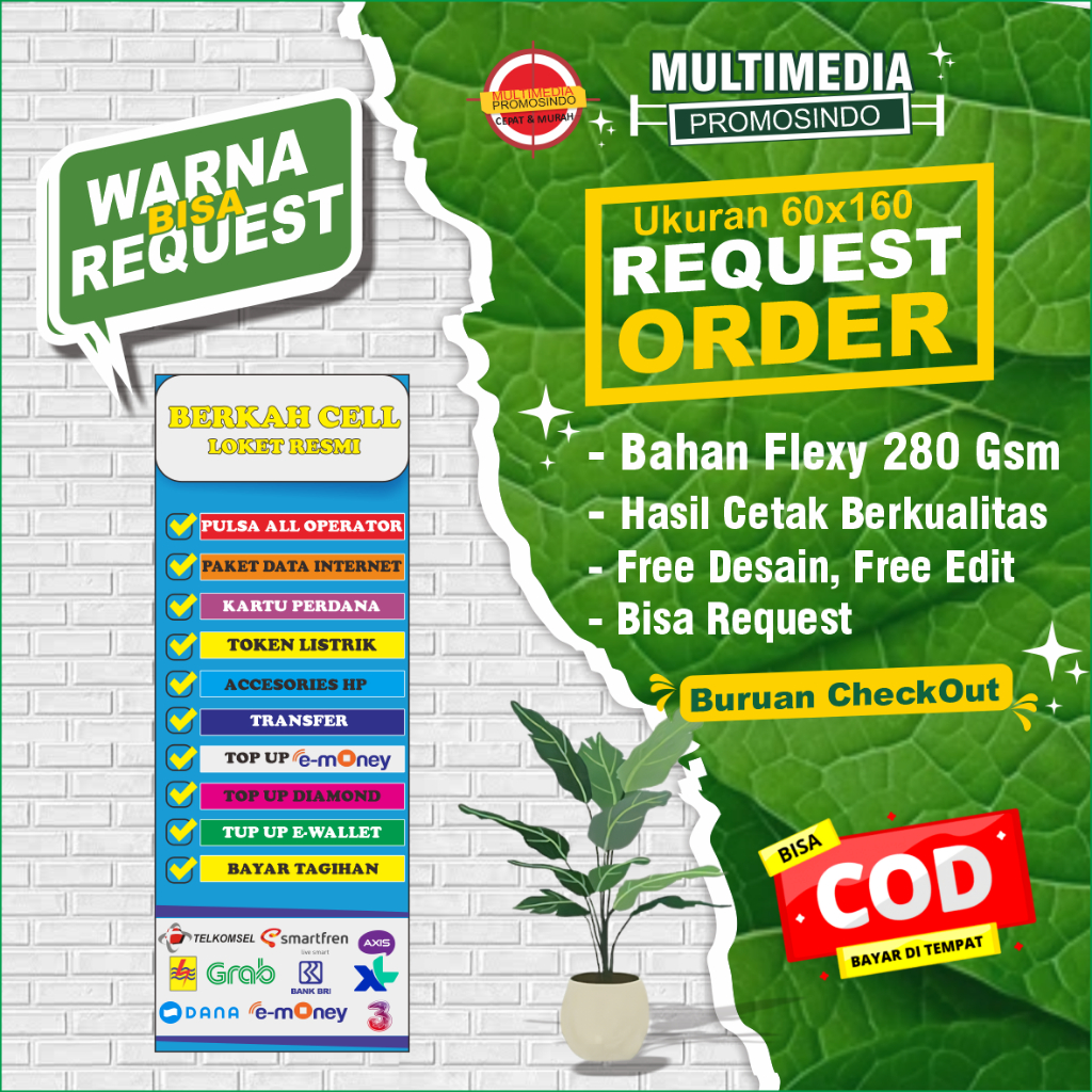 Jual Cetak X Banner KONTER/ CELL Murah | Print X Banner 60 x 160 ...