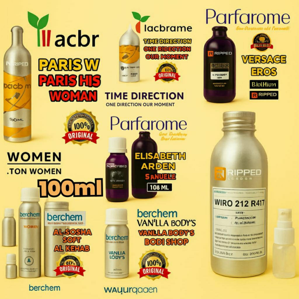 Jual Bibit Parfum Murni Refill 100ml Pria Wanita Premium || Wangi Tahan ...