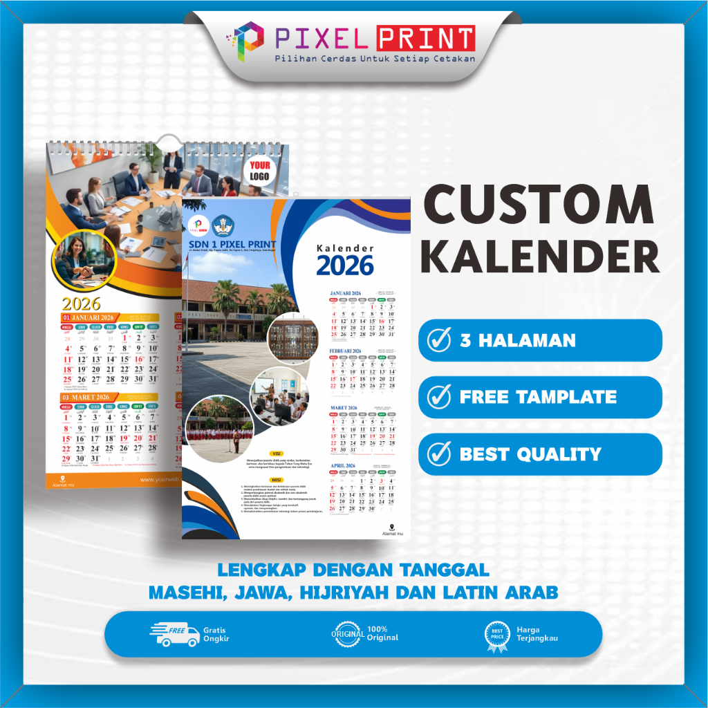 Jual PIXEL PRINT - ( 2026 ) Kalender Dinding Spiral Hanger Custom Foto ...