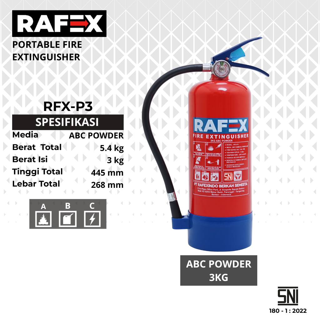 Jual APAR SNI 3KG ABC Rafex Powder Alat Pemadam Kebakaran Api Ringan ...