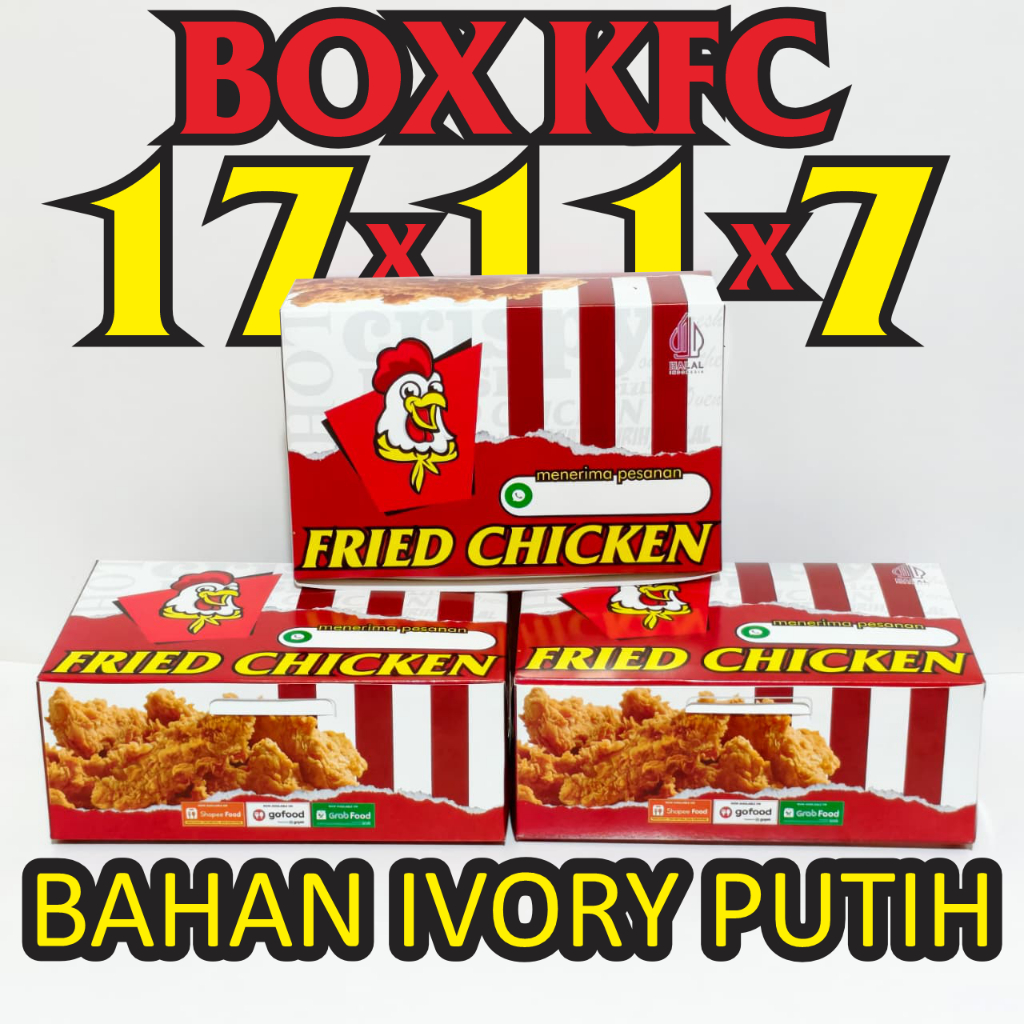 Jual BOX KFC FRIED CHICKEN 17x11x7 - GRATIS KERTAS NASI bahan IVORY ...