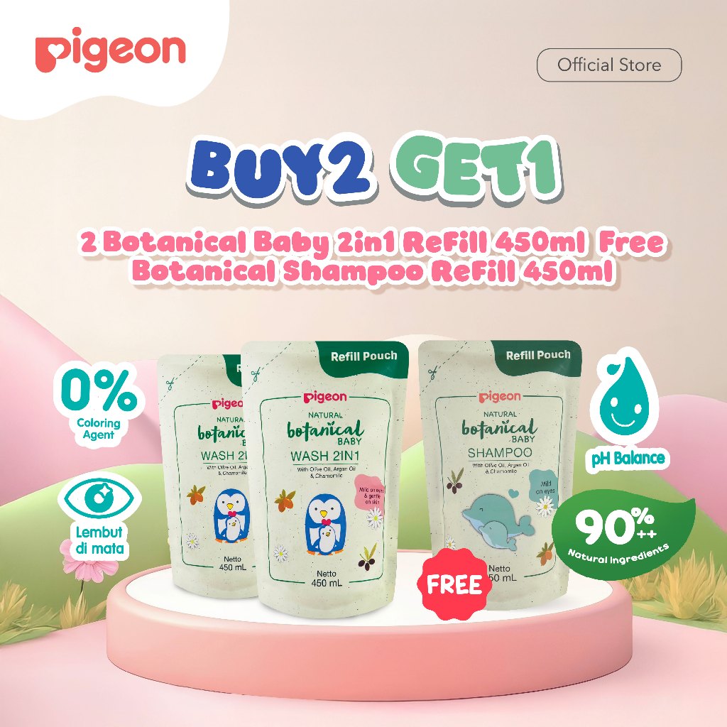 Jual Pigeon Paket 2 Botanical 2in1 450Ml Get 1 Botanical Shampoo 450Ml ...