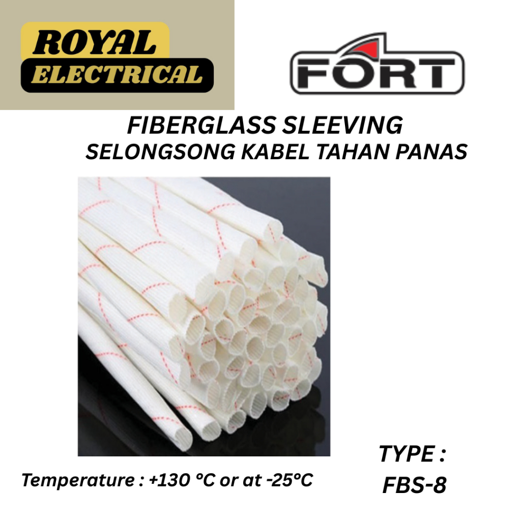 Jual FORT FIBERGLASS SLEEVING (SELONGSONG KABEL TAHAN PANAS) / PVC FIBERGLASS / DIAMETER 8 ...