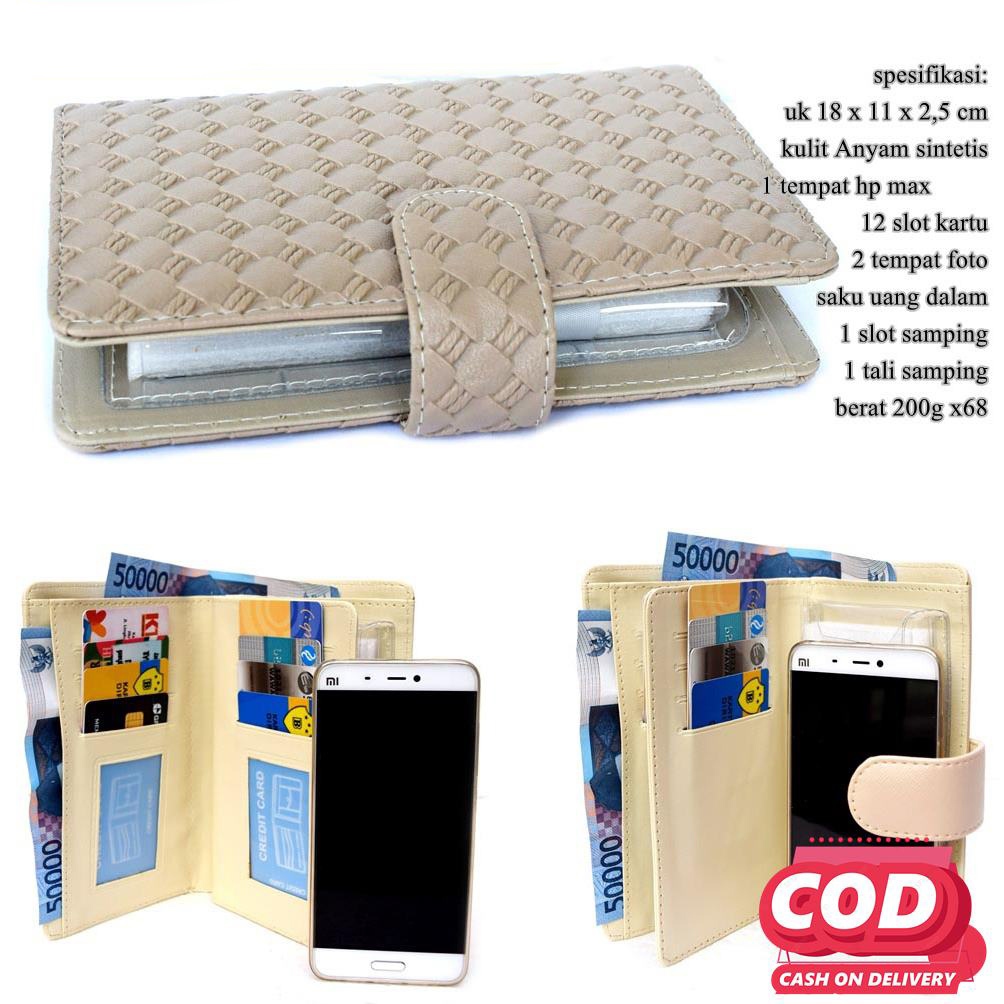 Jual Dompet Hp Hpo Kartu Alexia Premium Kulit Anyam Beige | Shopee ...