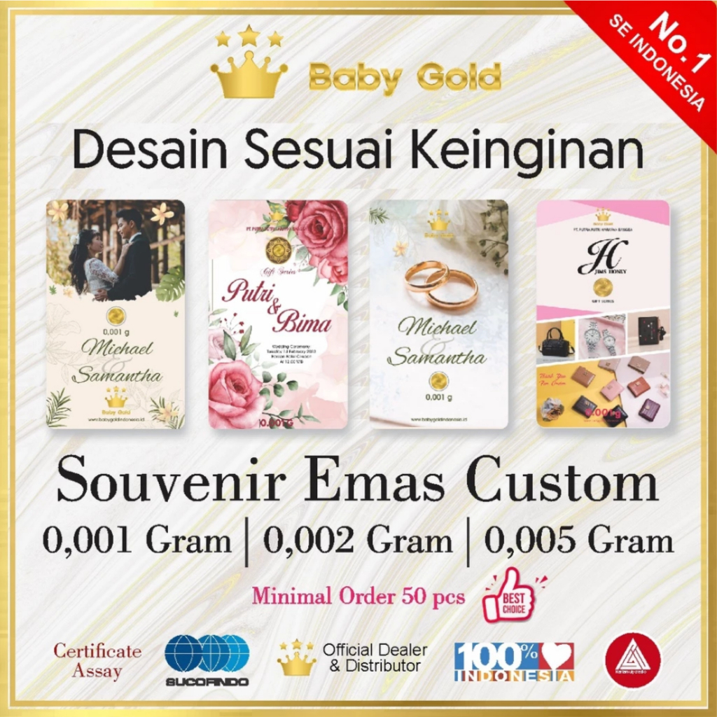 Jual Souvenir Emas Custom Baby gold Nano Gold Mini gold Emas Mini 24 ...