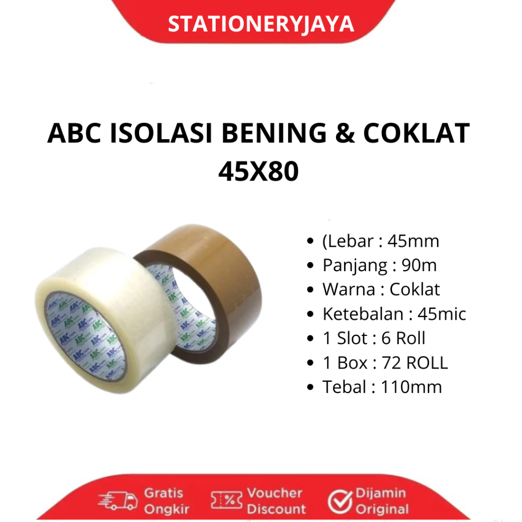 Jual ABC Tape - Lakban Spesialis Packaging 45mm 80m | Shopee Indonesia