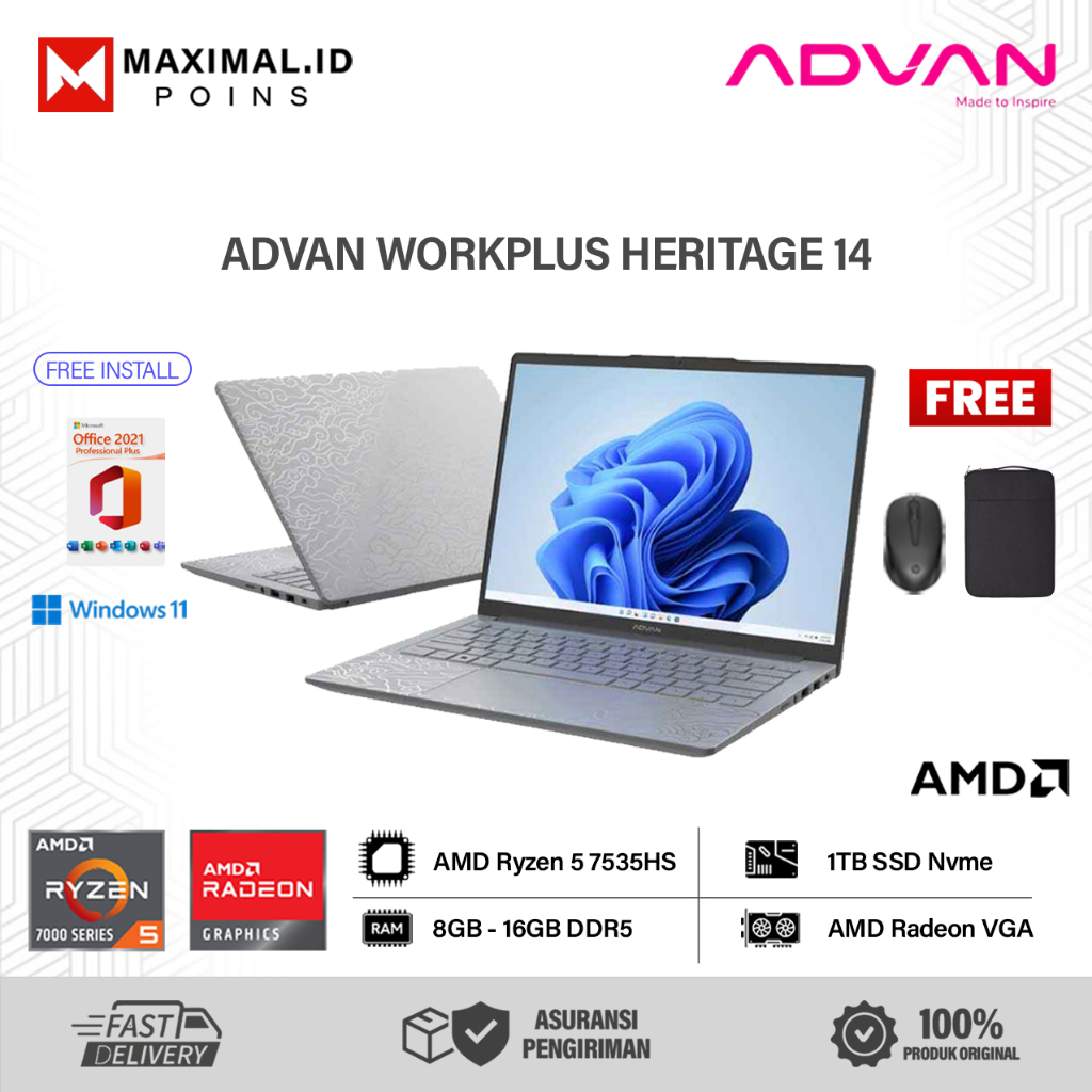 Jual ADVAN WORKPLUS HERITAGE 14 AMD Ryzen 5 7535HS Ram 16GB DDR5 512GB ...