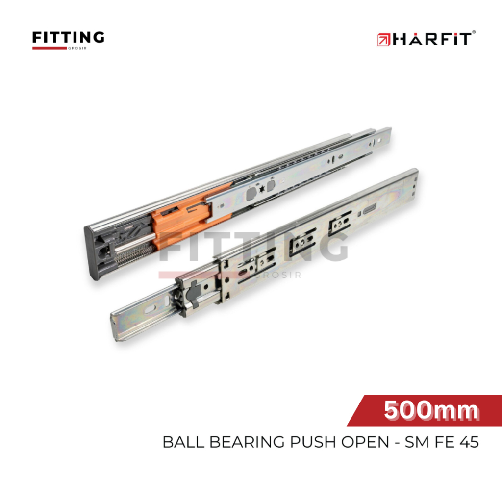 Jual HARFIT Rel Ball Bearing Push Open SM FE-45 – 500mm - Drawer Runner ...