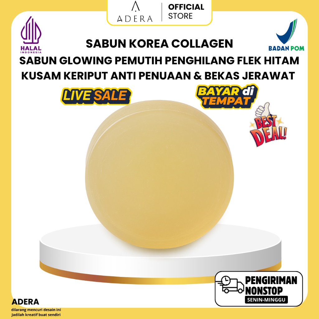 Jual PAKET [BPOM HALAL] Adera Sabun Korea Collagen Wajah & Badan ...