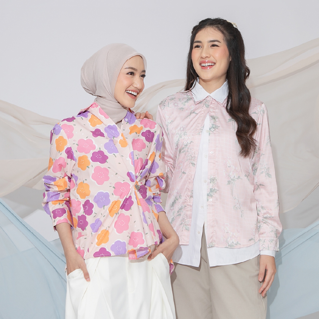 Jual HijabChic Safira Top - Kemeja Katun Motif Cantik | Shopee Indonesia