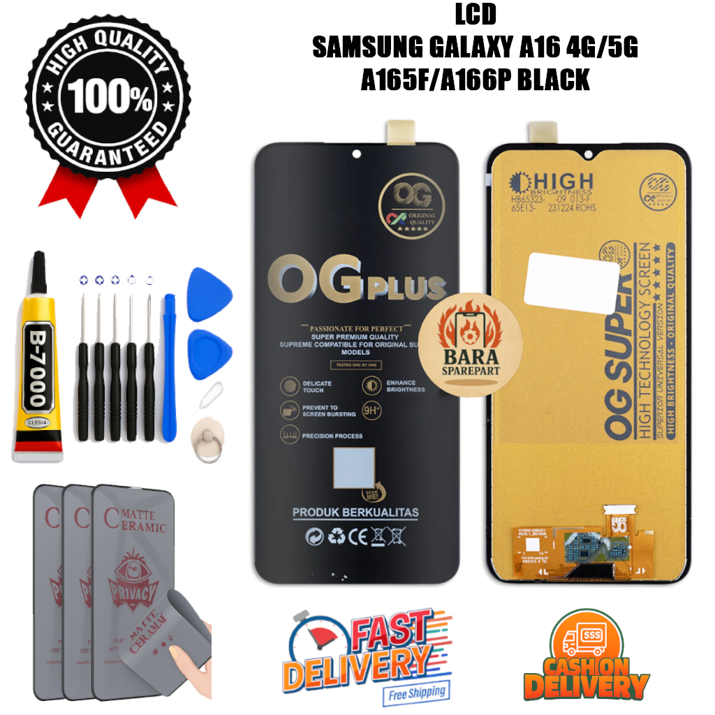 Jual LCD+TS SAMSUNG GALAXY A16 4G/A165F/A16 5G/A166P BLACK OG SUPER 6.2 ...