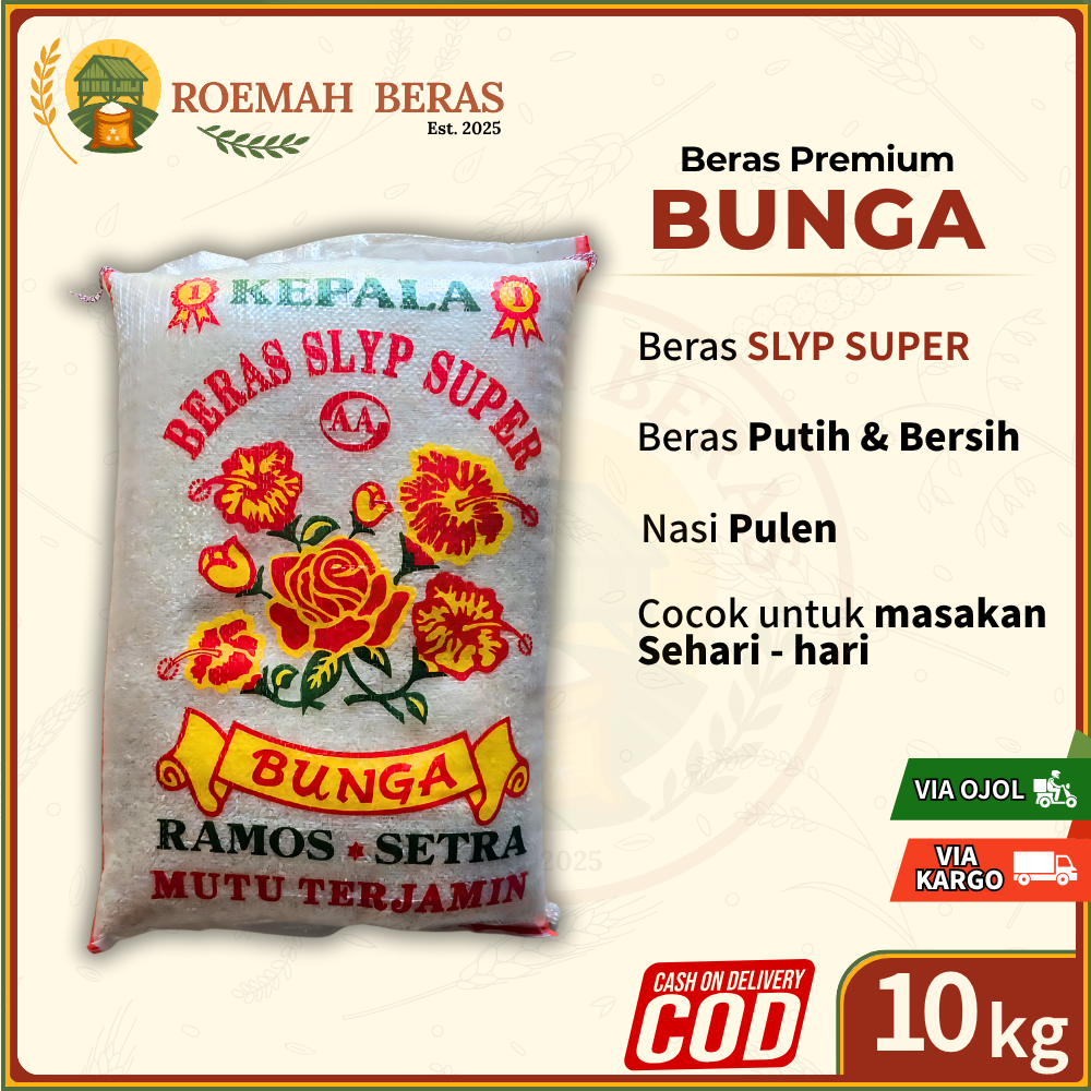 Jual Beras Cap Bunga Kembang 10 kg - Beras Slyp Super - Beras Premium ...