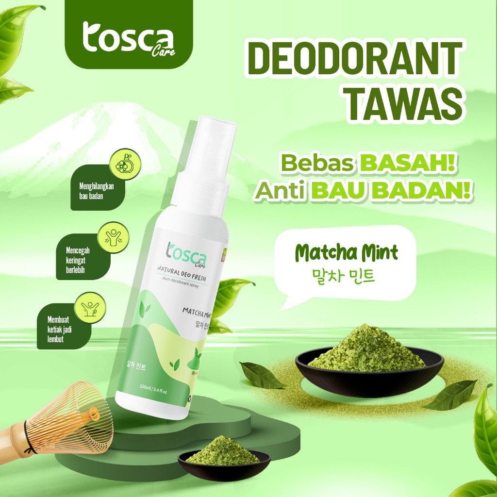 Jual [NEW LAUNCH] Deodorant Tawas Spray 100ml Tosca Deo Matcha Mint Non ...