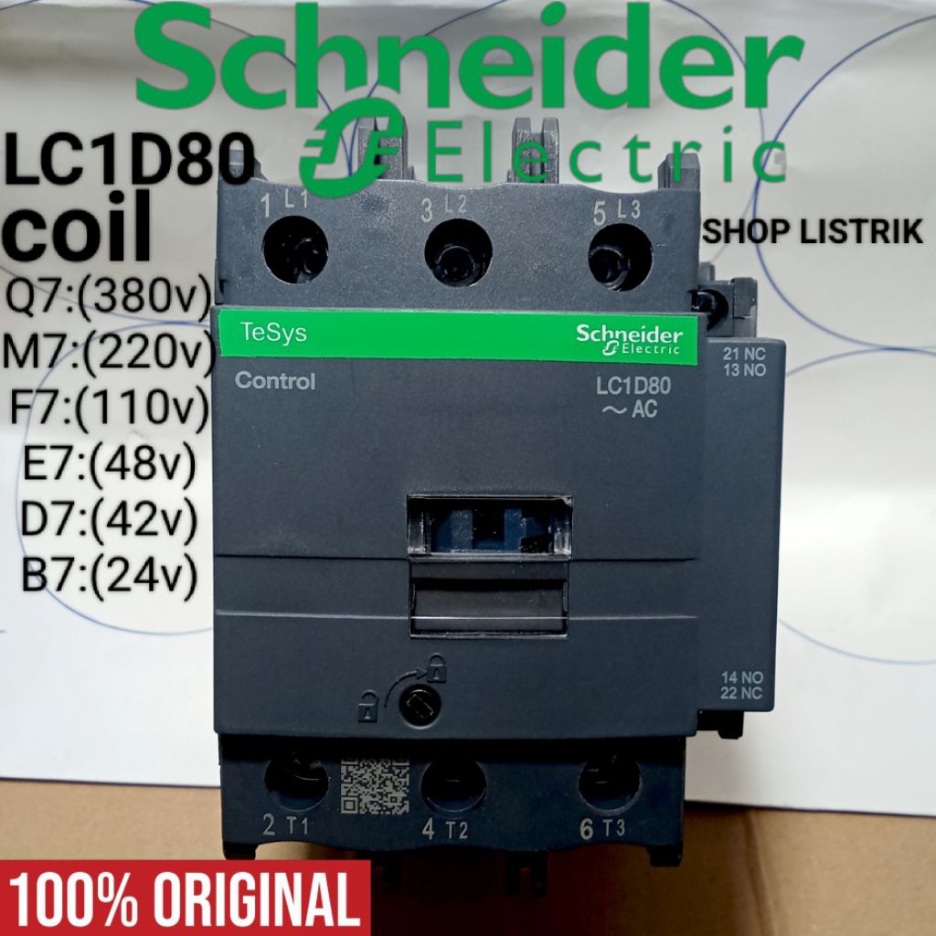 Jual kontaktor contactor LC1D80M7 LC1D80 M7 220vac 3phase 125a | Shopee ...