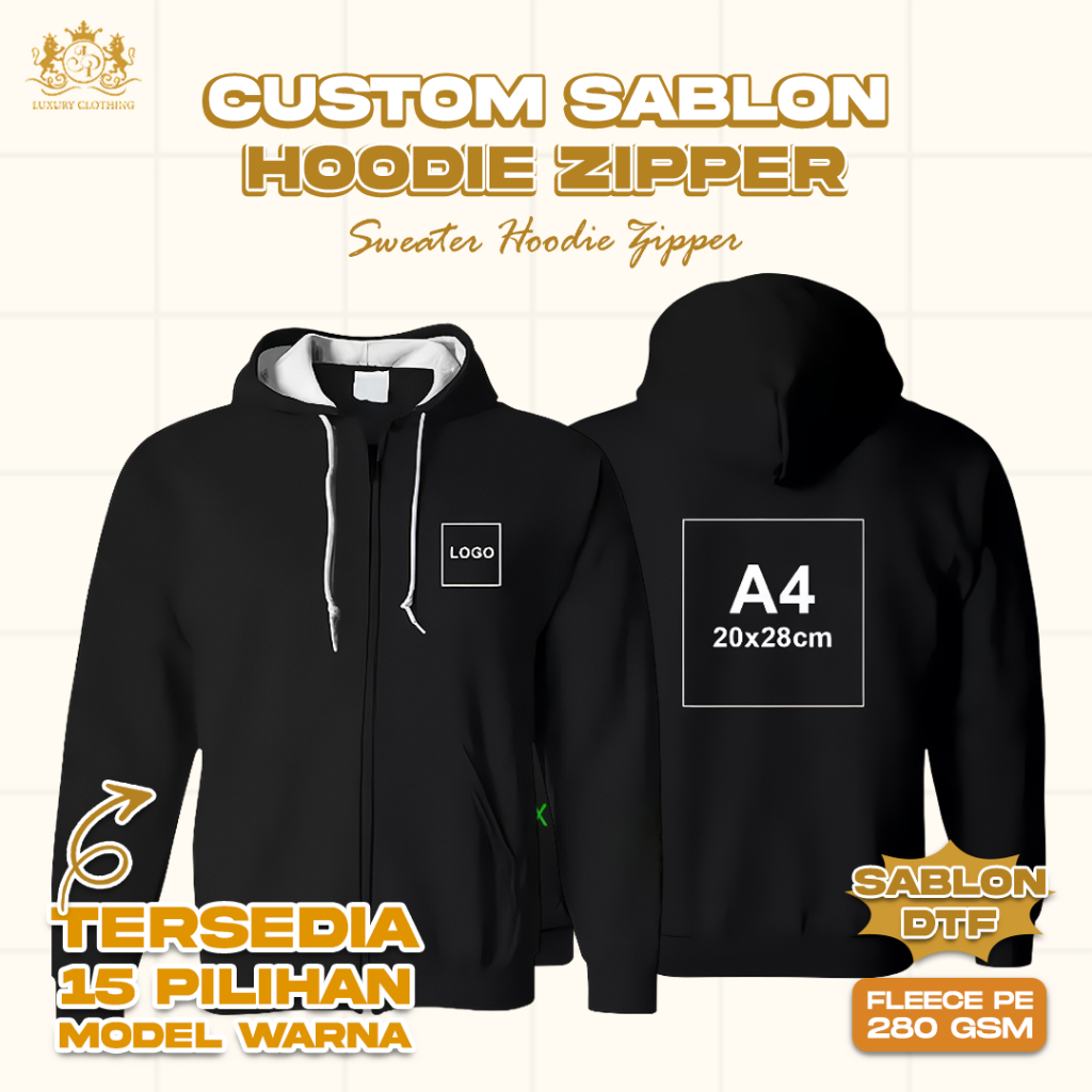 Jual Custom Jaket Hoodie Zipper Premium Sablon Design Full Warna Satuan ...