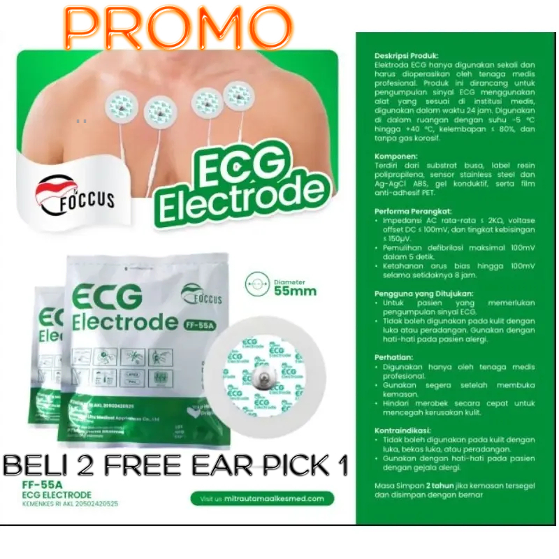 Jual TERMURAH ECG Electrode Dewasa Foccus ONE MED Electroda ECG ...