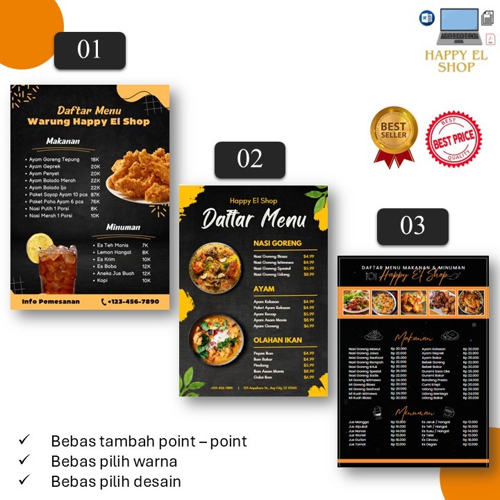 Jual JASA DESAIN DAFTAR MENU ( RESTAURANT | WARUNG | CAFE | SALON | DLL ...