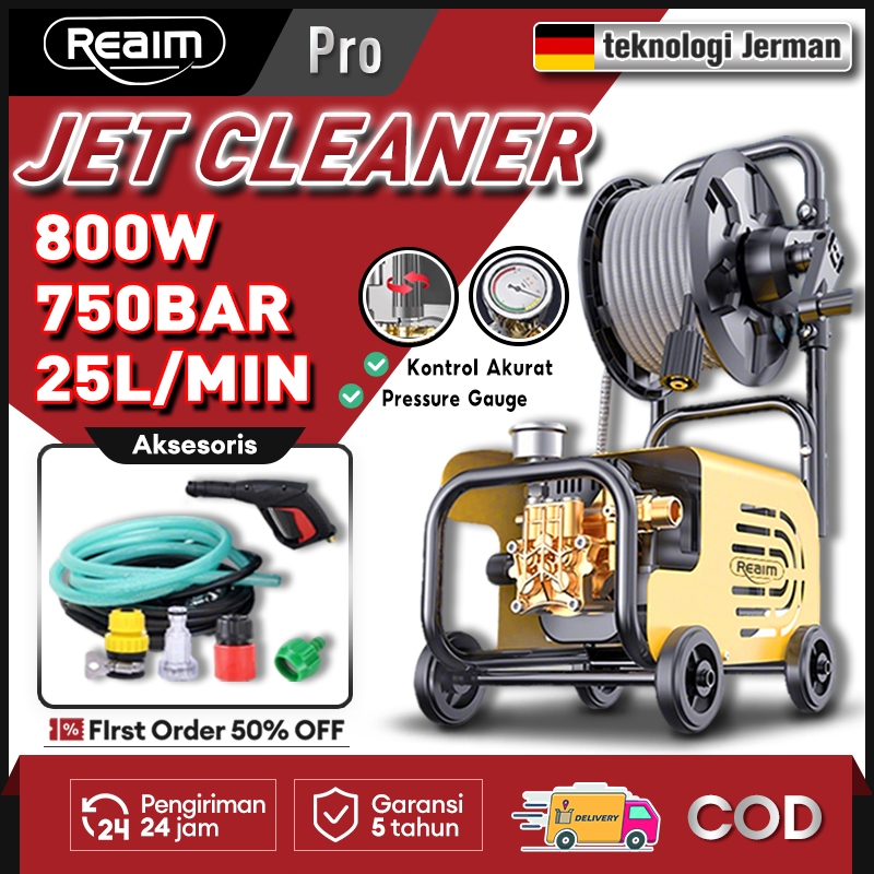 Jual Reaim Jet Cleaner Kuning Pro 800W 750Bar Semprotan Cuci Motor ...
