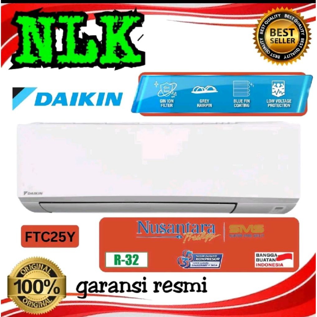 Jual AC DAIKIN 1PK FTC 25 YV STANDAR INDONESIA HARGA UNIT ONLY | Shopee ...