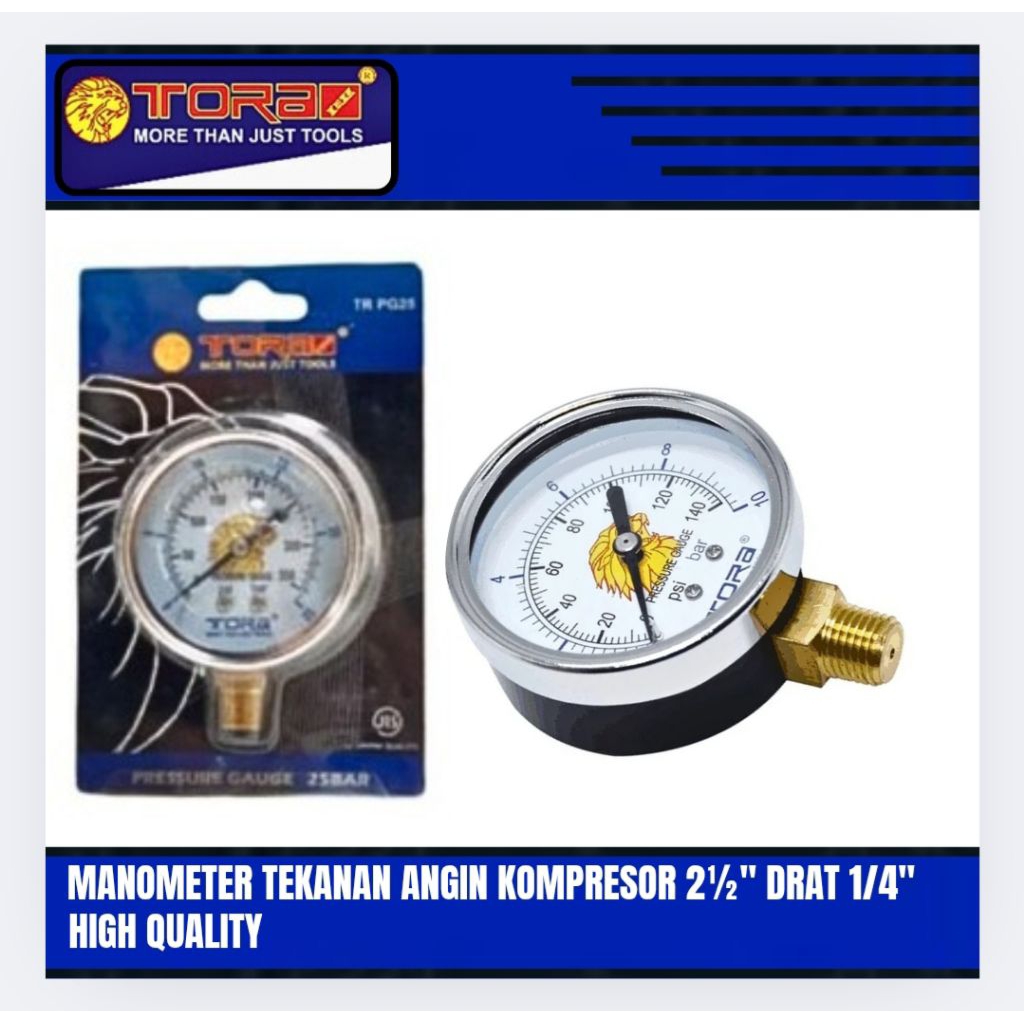 Jual Tora Manometer Alat Ukur Tekanan Angin Kompresor Pressure Gauge 2½ ...