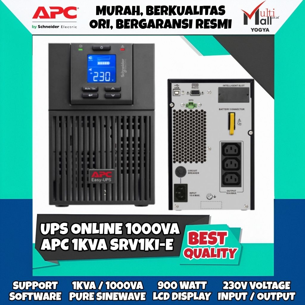 Jual APC UPS Online SRV1KI-E 1KVA 1000VA 900 Watt Pure Sinewave LCD Display | Shopee Indonesia