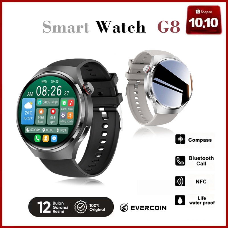 Jual Smartwatch NFC Pria G8 Wireless Charge Bisa Telepon Jam Tangan ...