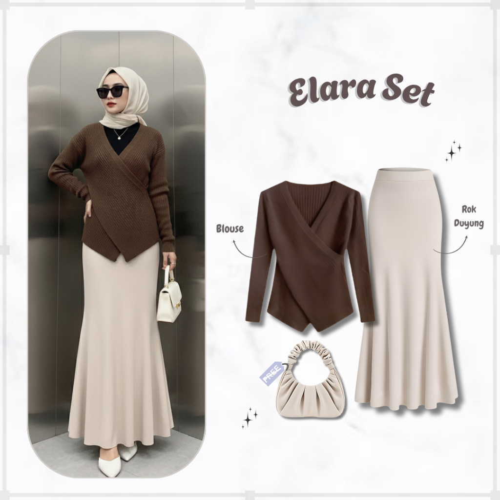 Jual Oneset Korean Style 3in1 Kekinian ( Blouse Jiso + Rok Duyung Ivory ...