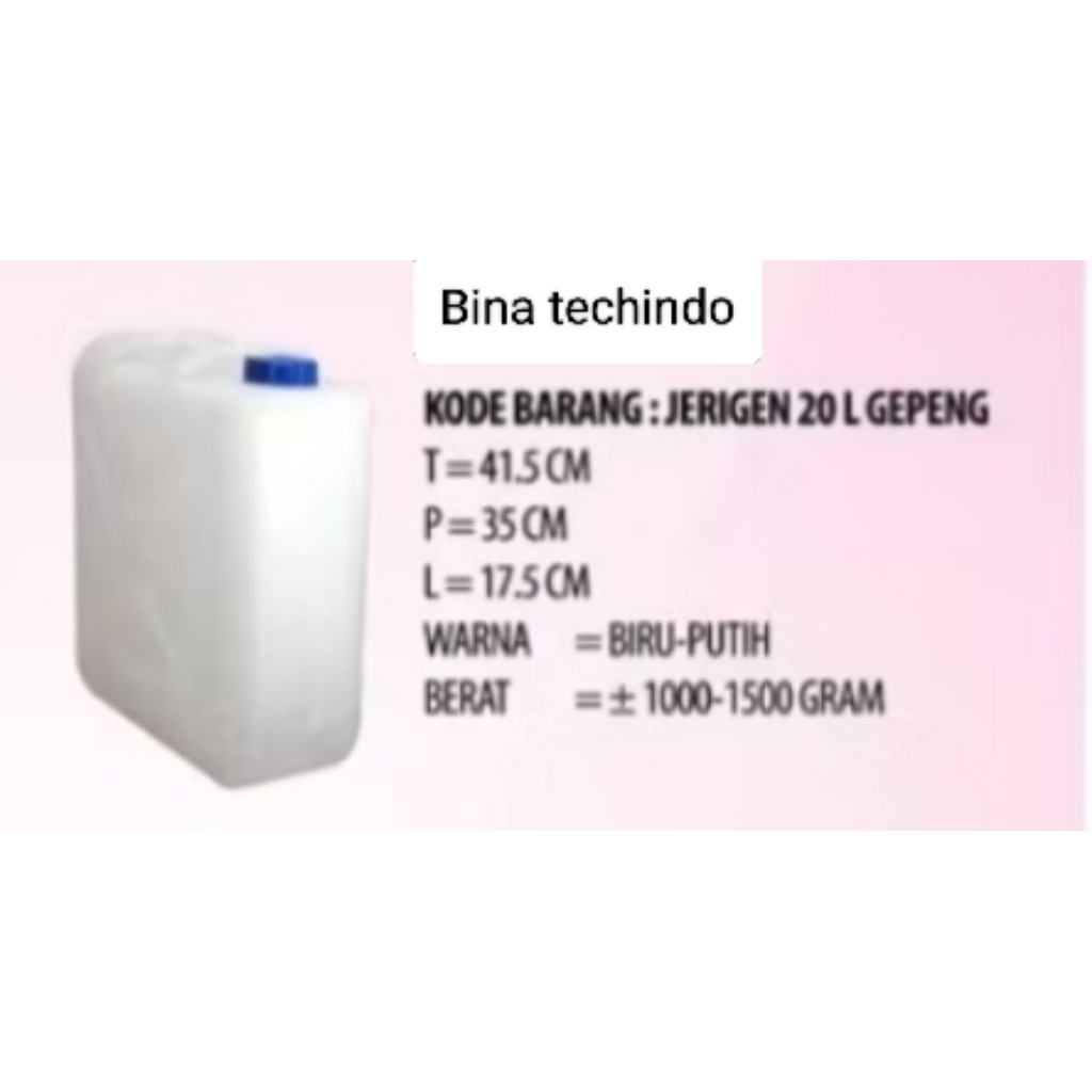 Jual 20LITER JERIGEN BARU PUTIH PLASTIK. JERRYCAN 20LITER. JERIGEN ...