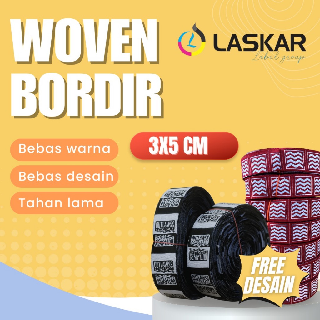Jual 3x5cm woven label baju custom nama sendiri untuk baju di pondok ...