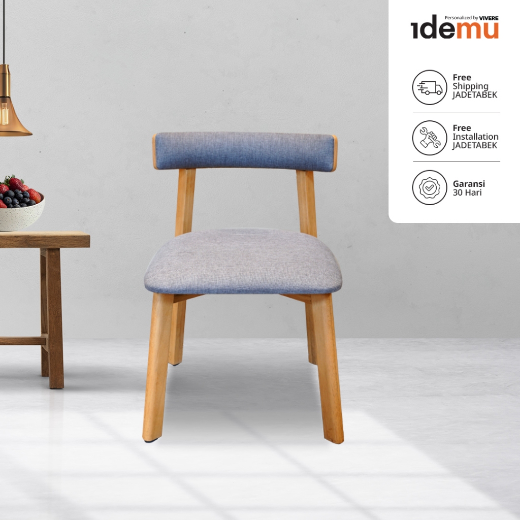 Jual DISPLAY SALE - IDEMU Yuki Natural Dining Chair Solid Viena Midgrey ...