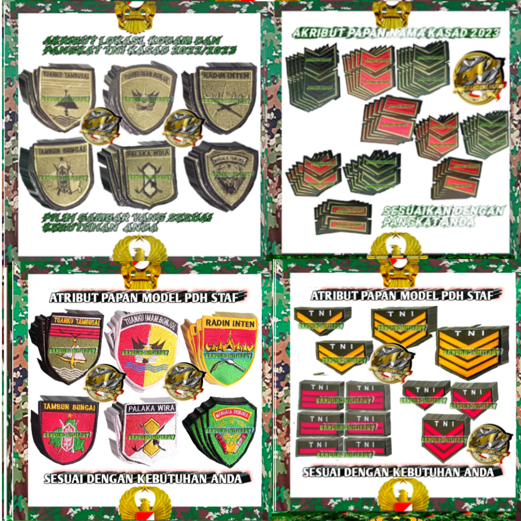 Jual Papan Nama PDL TNI AD Terbaru Bordir Akribut Pangkat Prada Pratu Praka Serda Sertu Serka ...