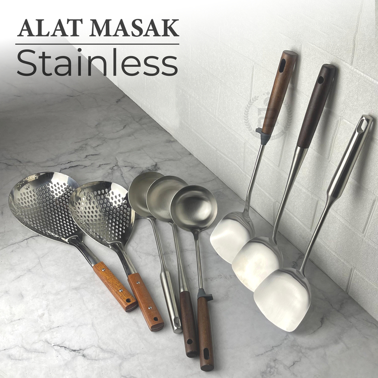 Jual Sutil Sodet Stainless Steel Gagang Kayu – Spatula Serok Peniris ...