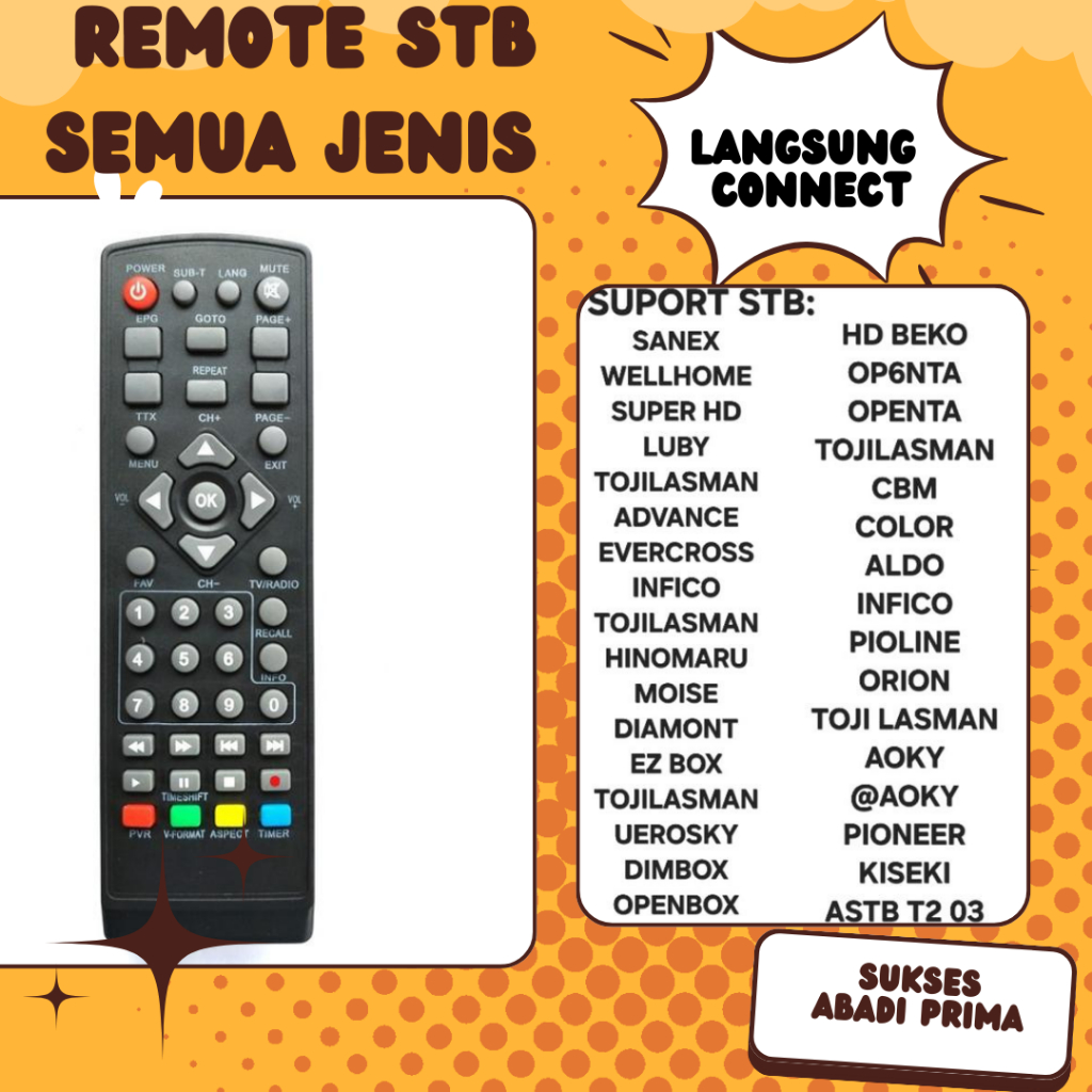 Jual Langgung Connect! Remot Remote Stb Set Top Box Dvb-T2 Luby New/Matrix Silver/Advance/Infico ...