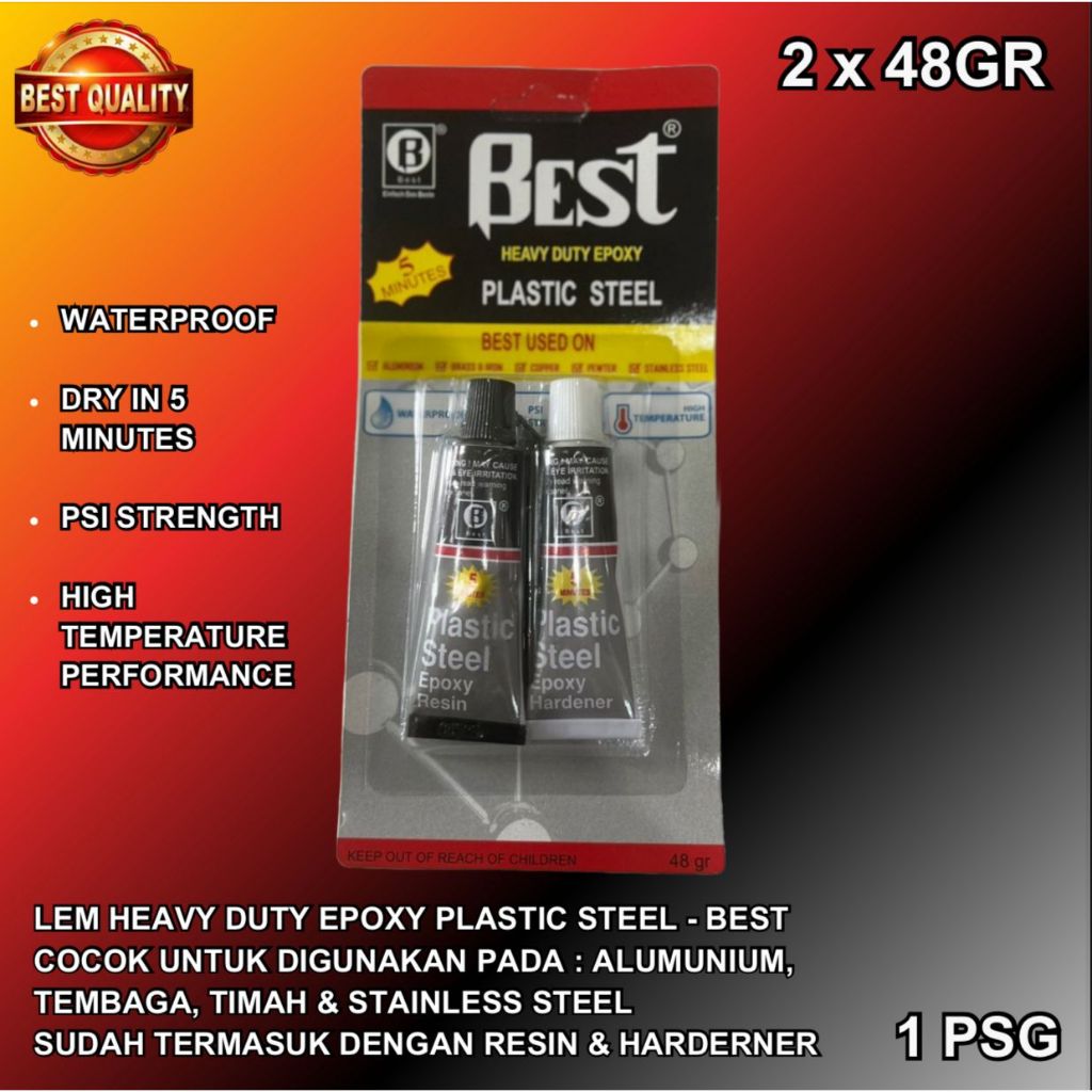 Jual Lem Epoxy Plastic Steel Best 2x48gram setara Dextone Epoxy Plastic ...
