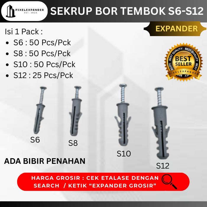 Jual Sekrup Bor Tembok Baut S6 S8 S10 S12 Expander | Shopee Indonesia