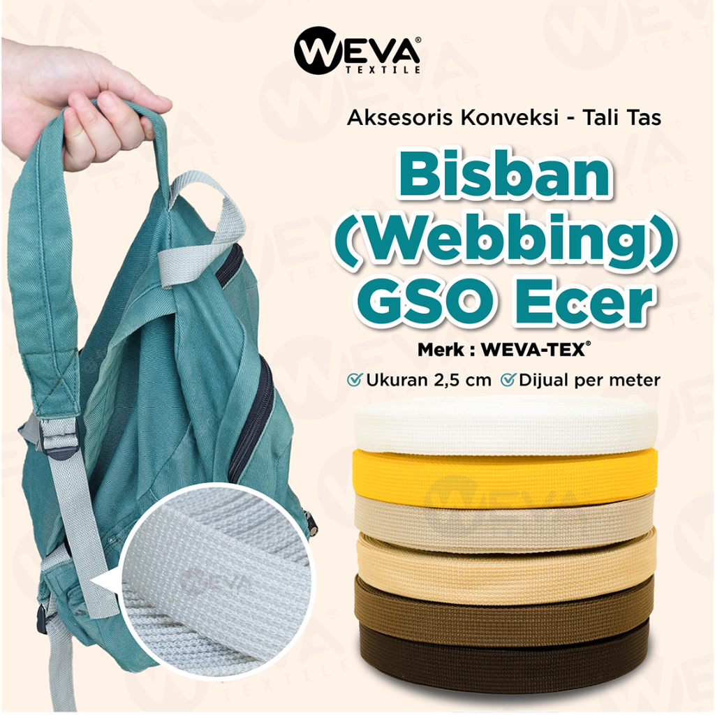 Jual Bisban Webbing 2,5cm LT 25 GSO - Tali Tas Aksesoris Strap Tas ...