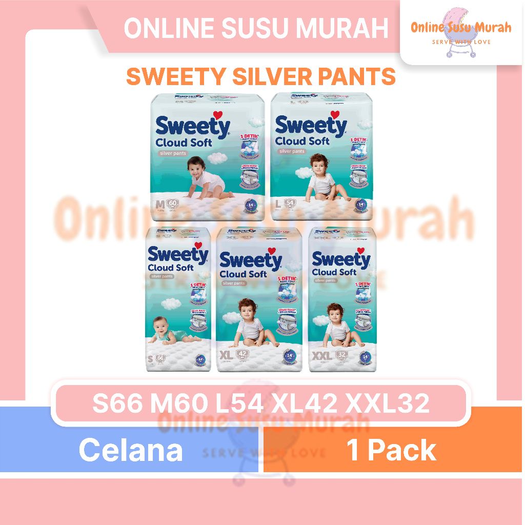 Jual SWEETY SILVER PANTS S66 M60 L54 XL42 XXL32 CLOUD SOFT CUSHION S 66 ...